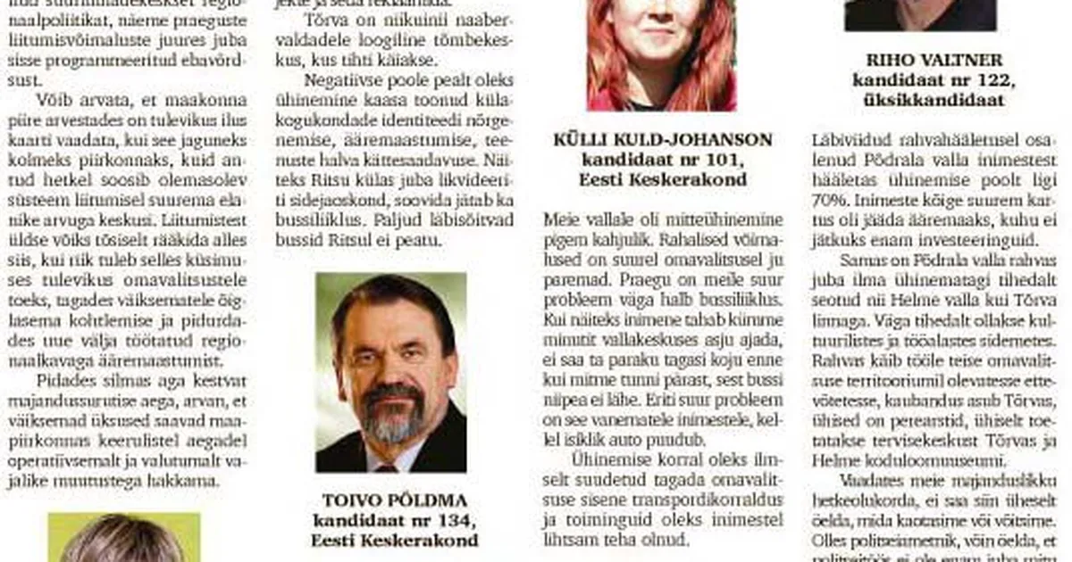 Kohalike omavalitsuste valimised 18. oktoobril: Helme ja Põdrala vald