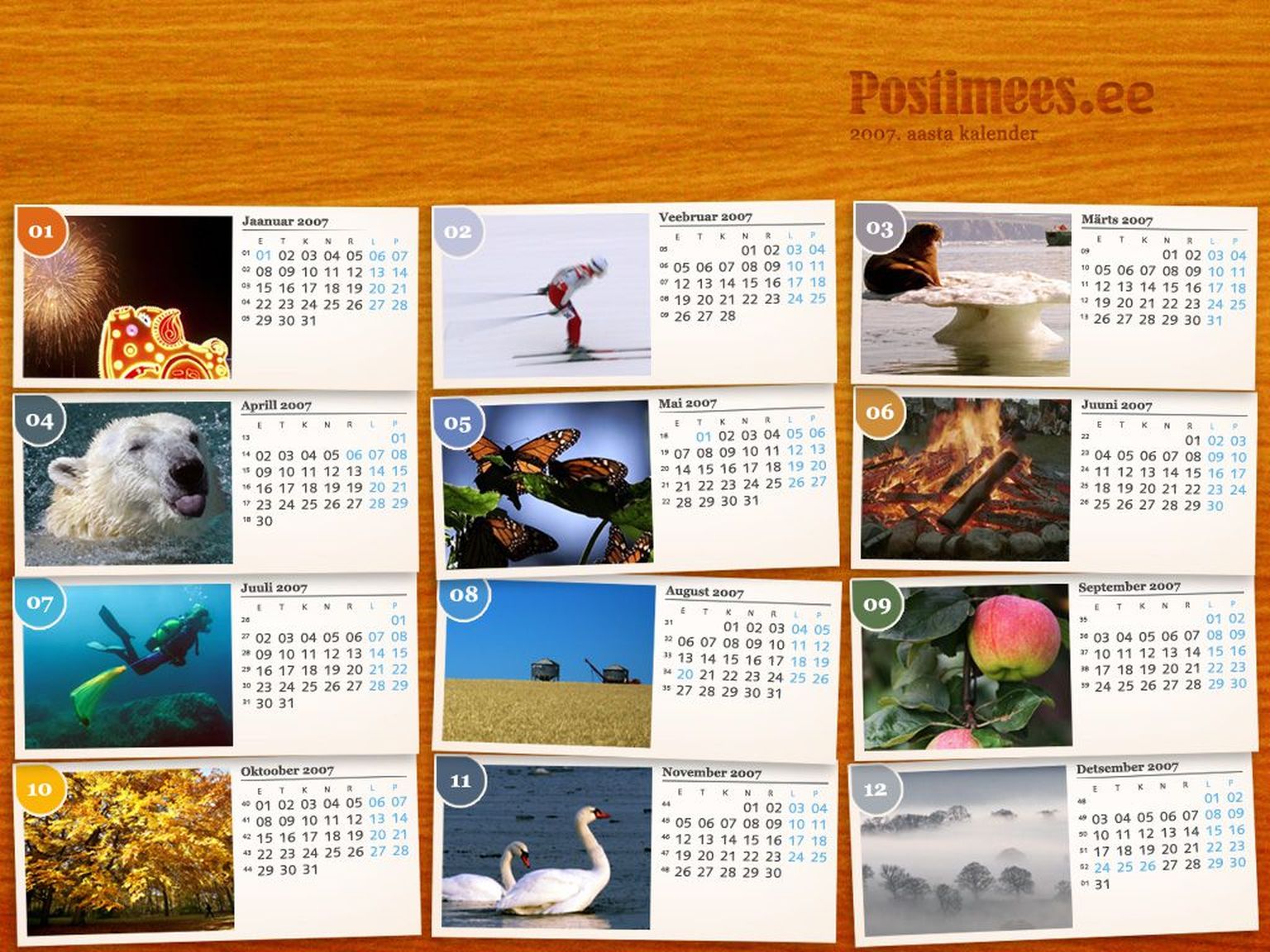Postimees Online'i jaanuarikuu kalender - Arhiiv - Postimees: Värsked ...