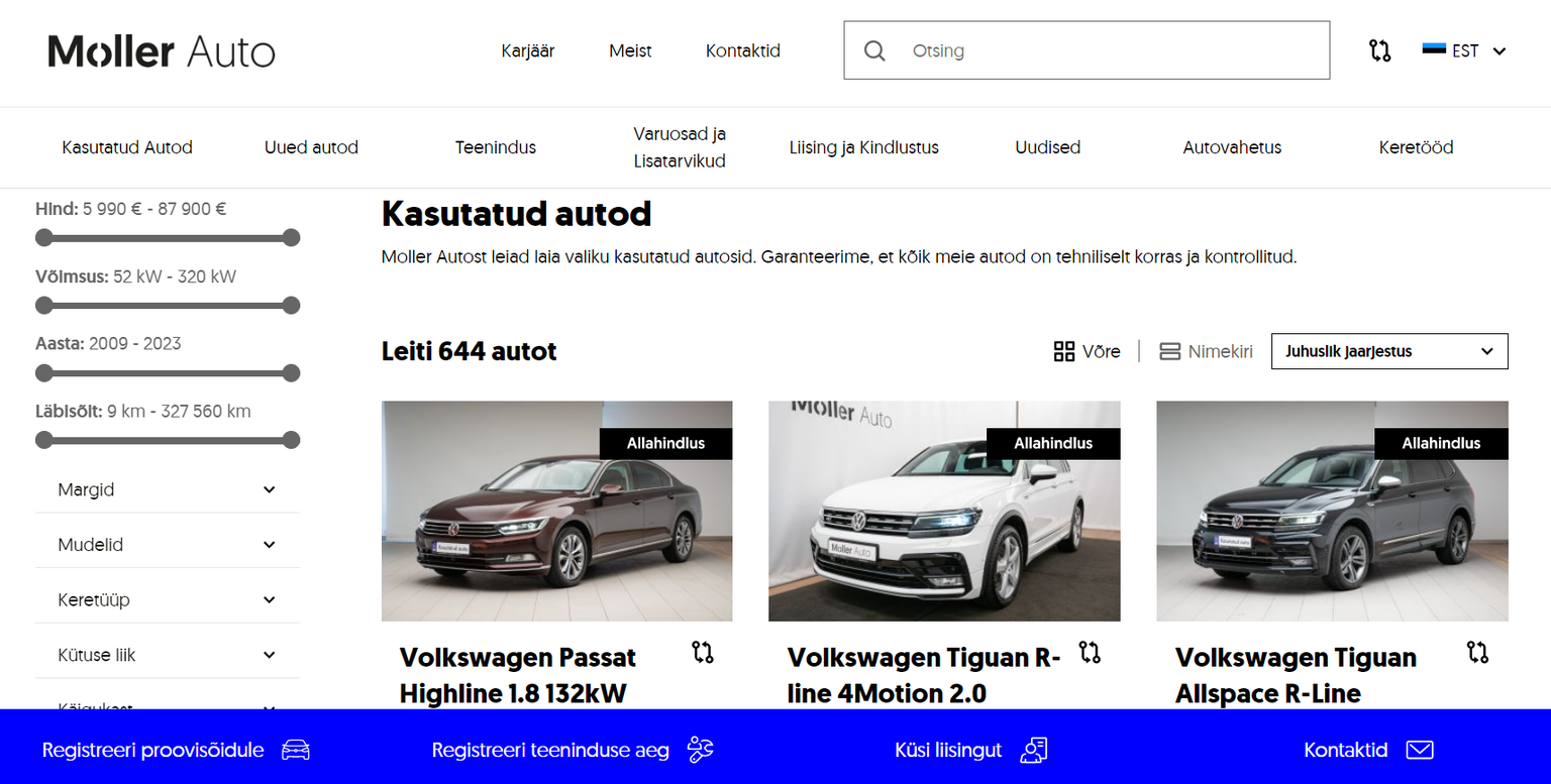 Moller Autos on müügil enam kui 600 vähekasutatud autot