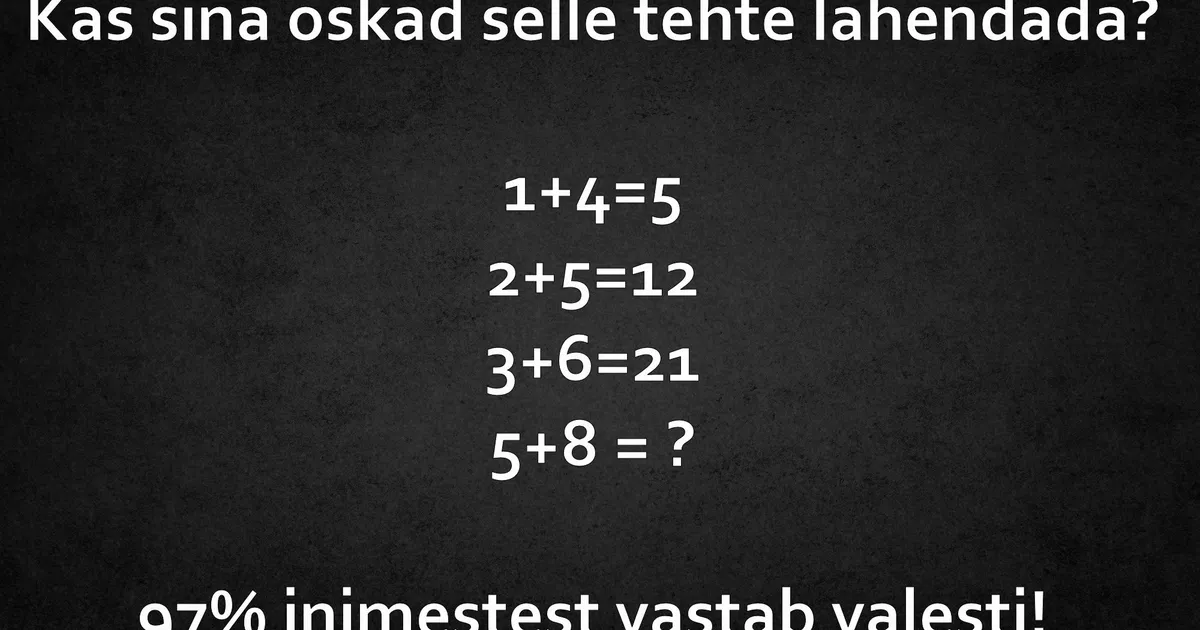 Kas sina oskad selle tehte lahendada?